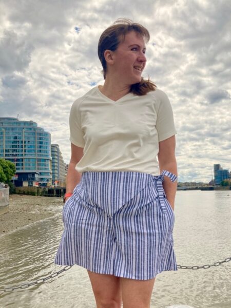 Striped wrap shorts and a white Raglan Tee – FehrTrade