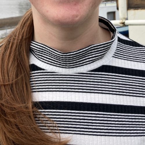 A monochrome striped rib knit top – FehrTrade
